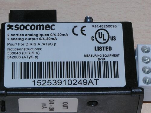 Unused – SOCOMEC 48250093 Analog Output Module 2AO 0/4-20mA for DIRIS A ...