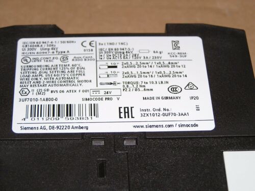NEW – Siemens 3UF7010-1AB00-0 E:11 BASIC UNIT SIMOCODE pro V Profibus ...