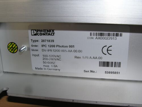 Phoenix Contact IPC 1200 Photon 001 2871839 Industrial PC Windows CE ...
